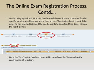 Online examination registration process for CCE students | PPT