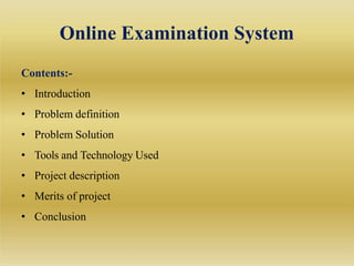 Online examination system | PPTX | Web Development | Internet