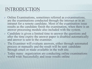 Online examination system project ppt | PPTX