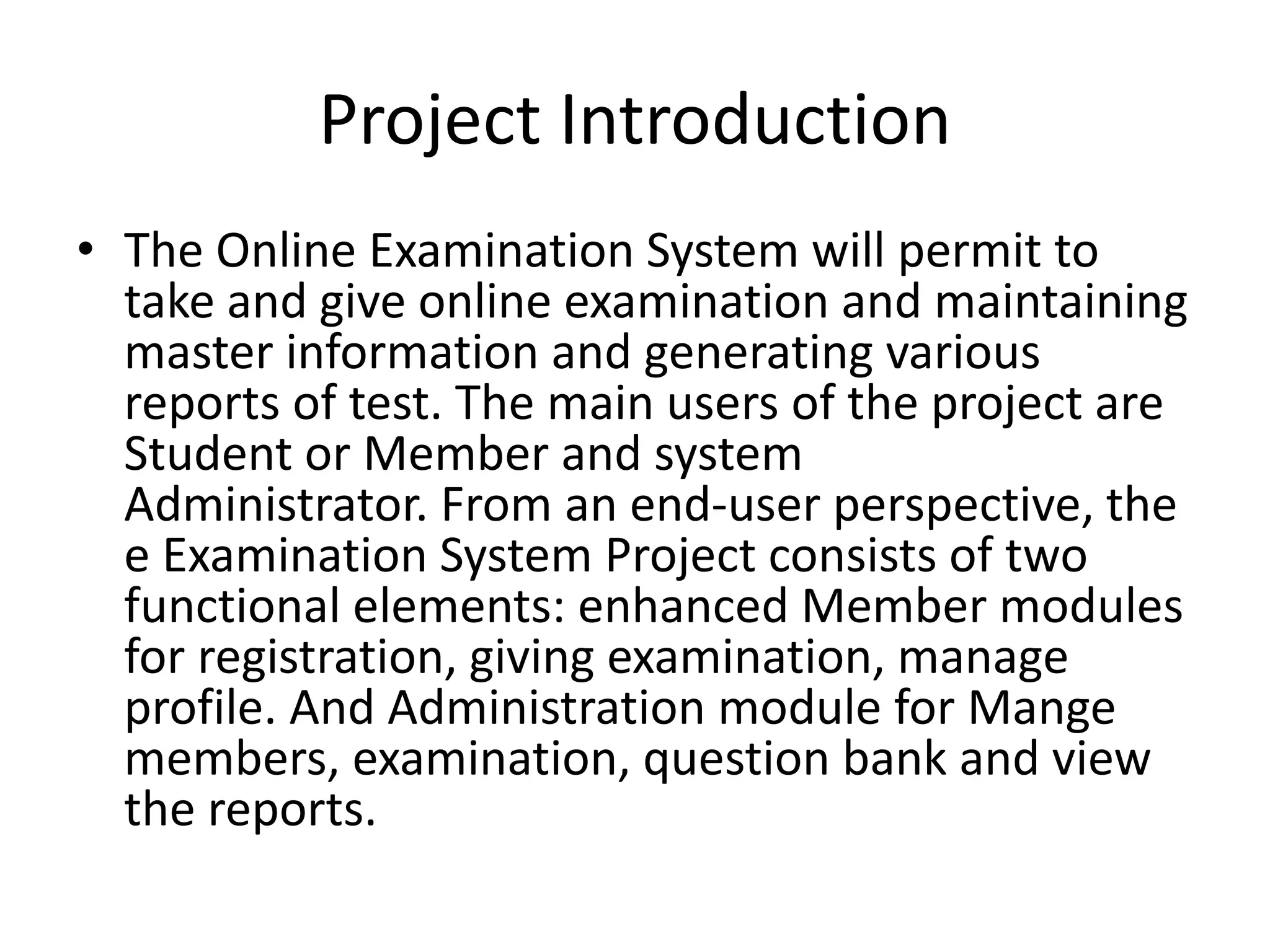 Online examination system project ppt | PPTX