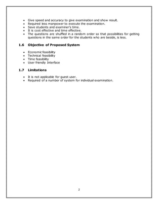 Synopsis on Online examination system using php | PDF