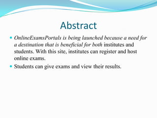 Online Exam Portal for Campus | PPTX