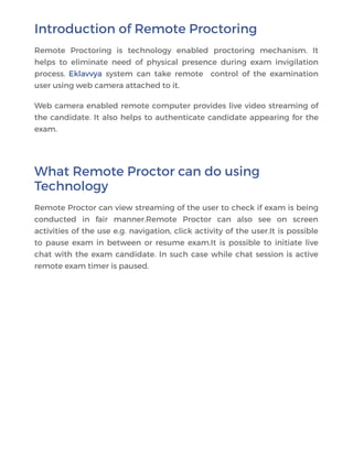 Online Examination System with remote proctoring | PDF