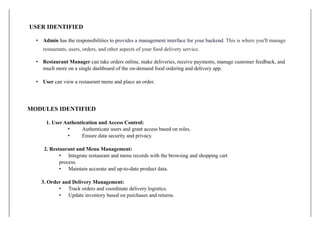 Online Food delivery management documents | DOCX