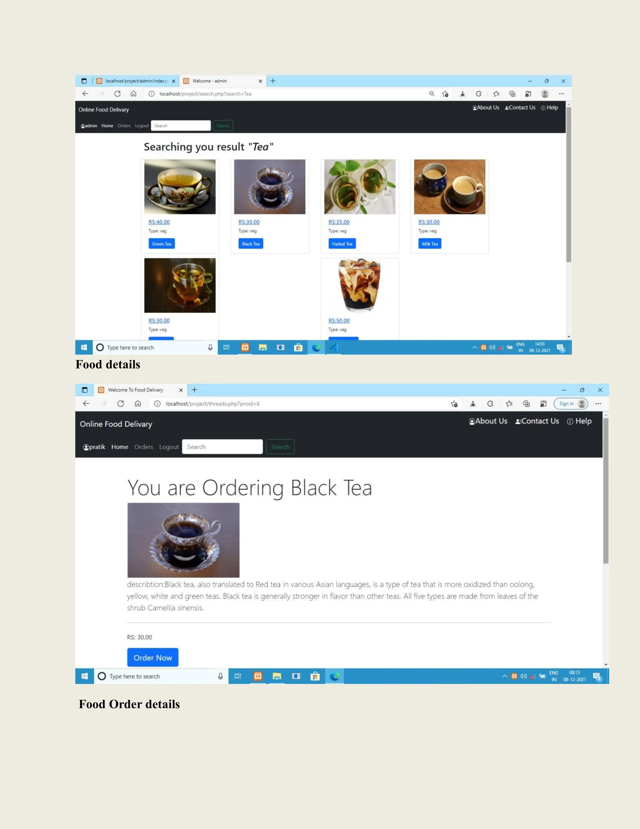 Online food ordering system project report.pdf