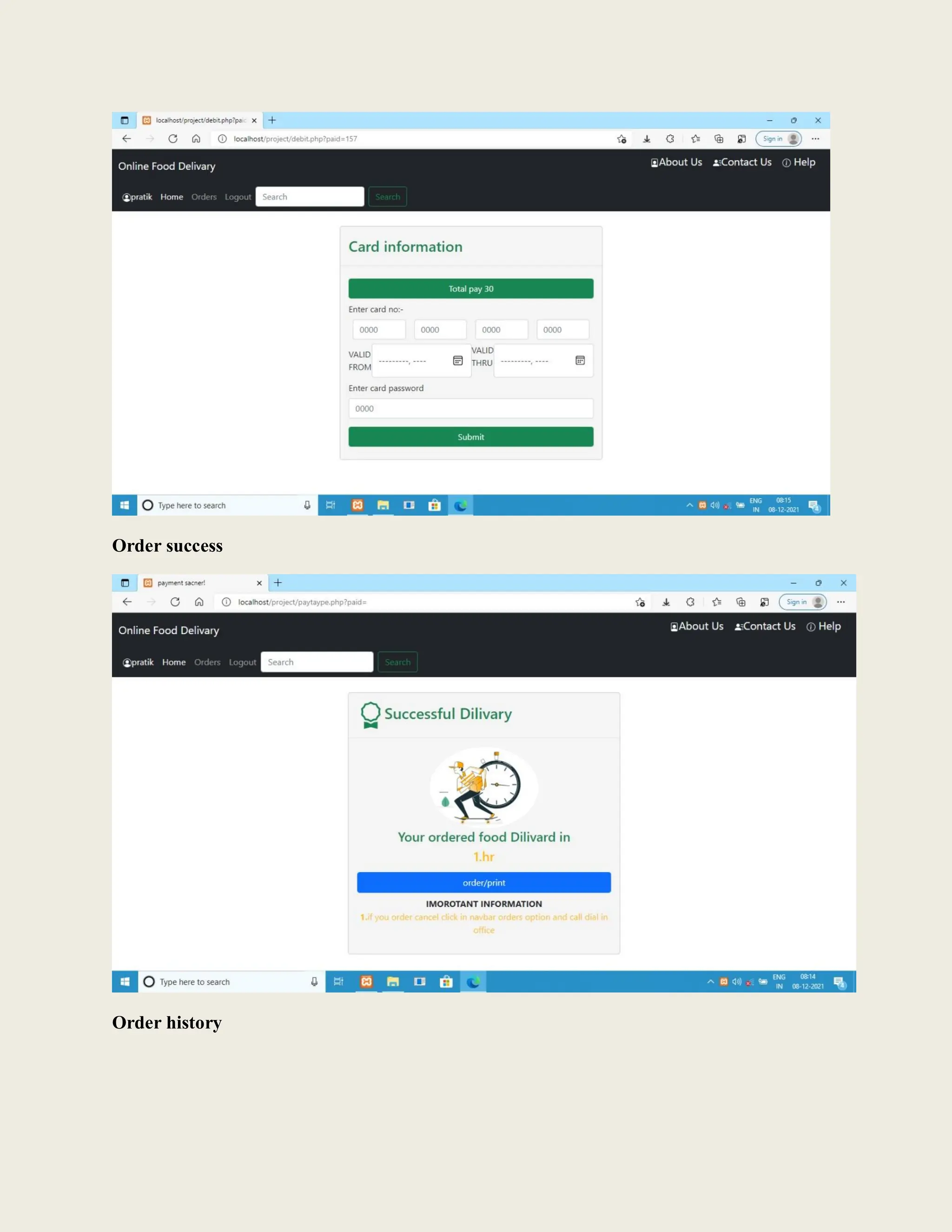 Online food ordering system project report.pdf