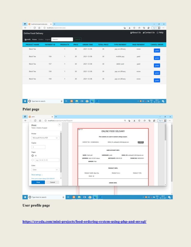 Online food ordering system project report.pdf