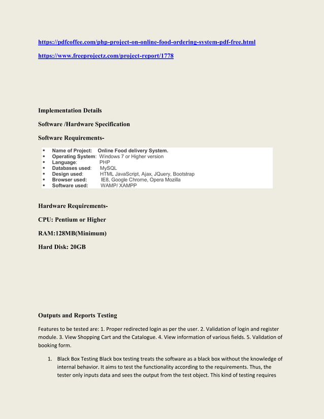 Online food ordering system project report.pdf