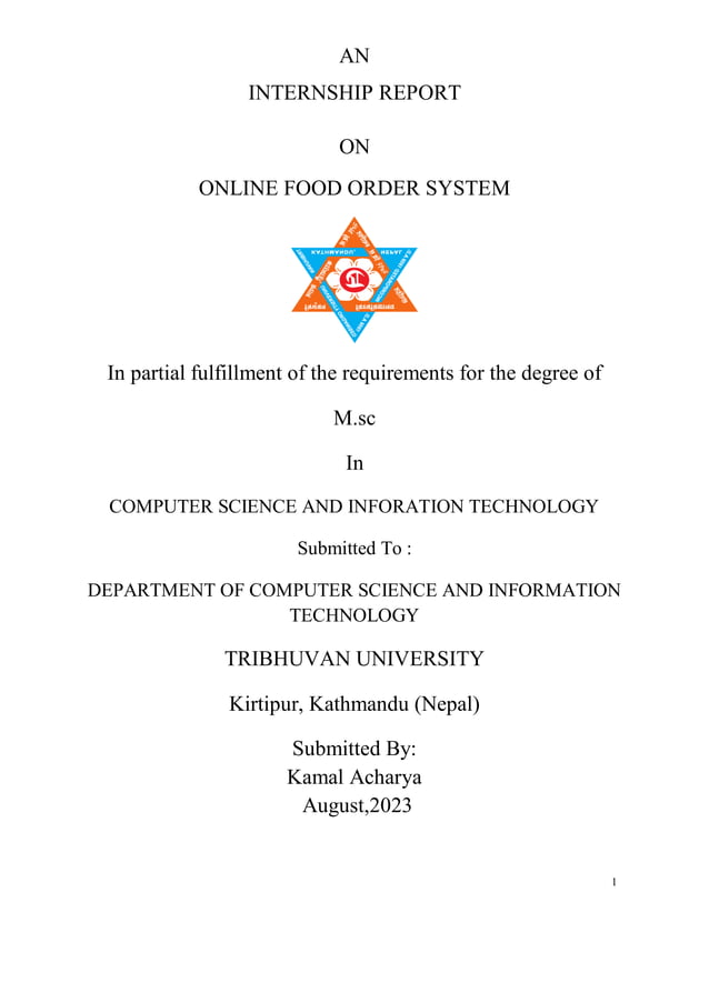 ONLINE FOOD ORDER SYSTEM PROJECT REPORT.pdf | Programming Languages | Computing
