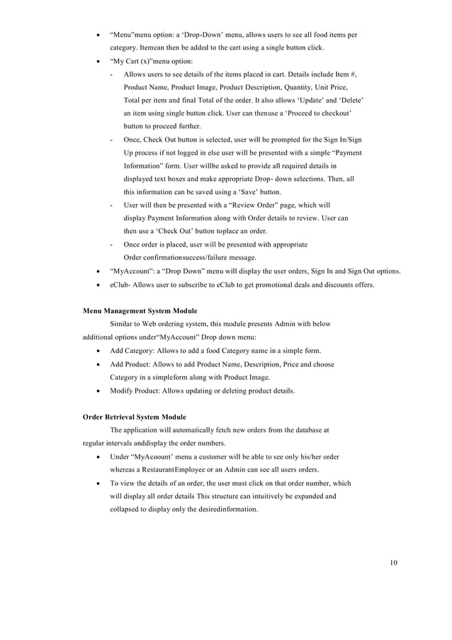 ONLINE FOOD ORDER SYSTEM PROJECT REPORT.pdf | Programming Languages | Computing
