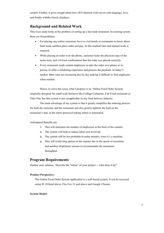 ONLINE FOOD ORDER SYSTEM PROJECT REPORT.pdf | Programming Languages | Computing