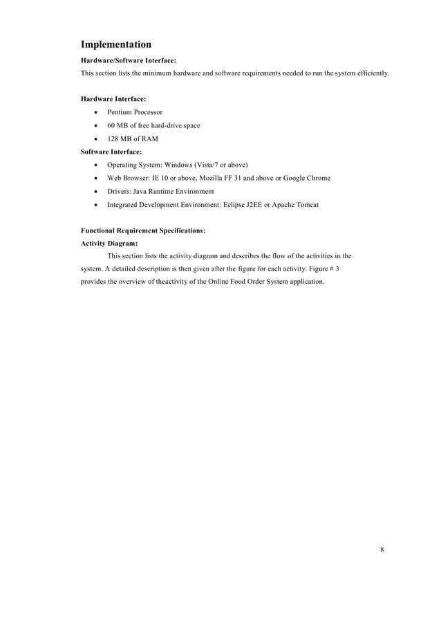 ONLINE FOOD ORDER SYSTEM PROJECT REPORT.pdf | Programming Languages | Computing