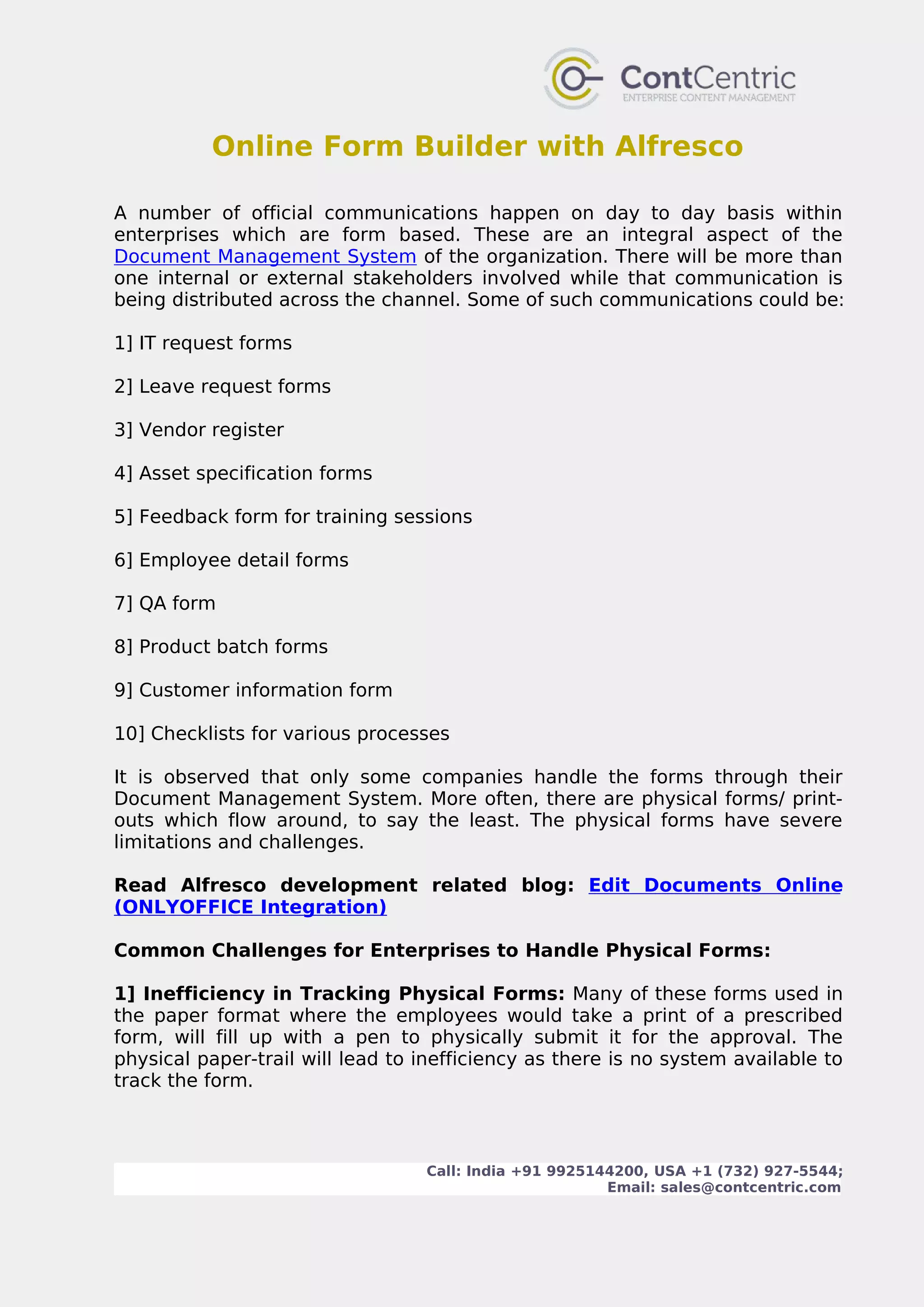 Online form builder with alfresco | PDF