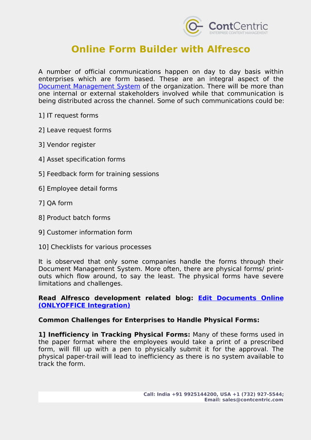 Online form builder with alfresco | PDF