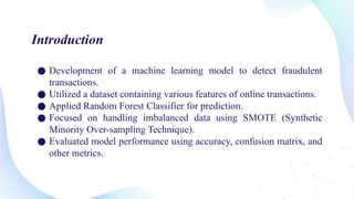 Online Payment fraud Detection Final Project | PPTX