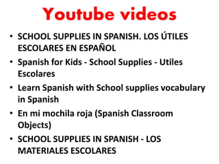 Online free spanish los utiles escolares | PPTX