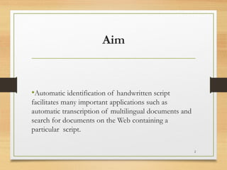 Online handwritten script recognition | PPT
