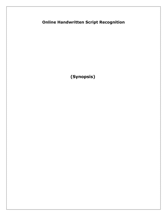 Online handwritten script recognition (synopsis) | DOC | Desktop ...