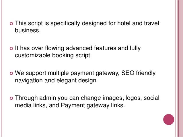 Online hotel reservation script