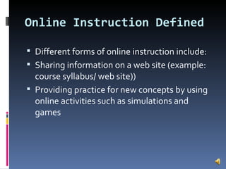 Online Instruction Defined | PPT