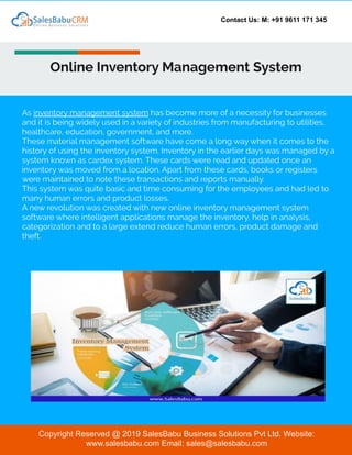 Online inventory management system | PDF
