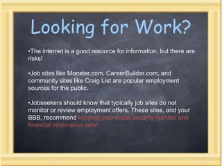 Avoiding Online Job Scams Ppt