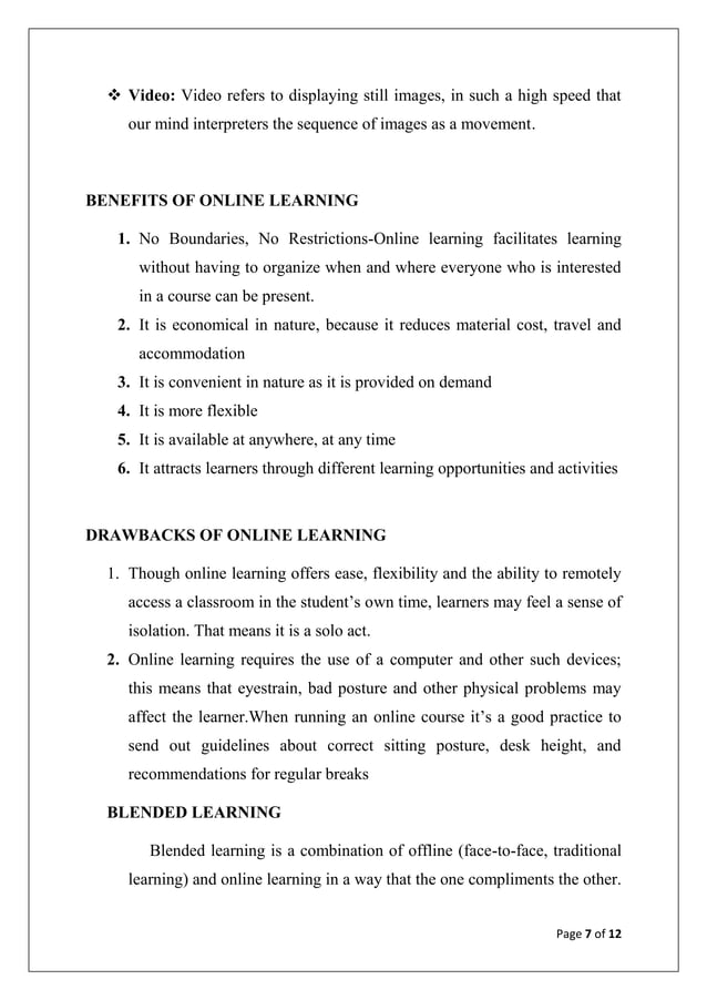 Online learning assignment | PDF