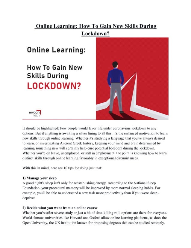Online learning how to gain new skills during lockdown | PDF