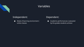 “Online learning on students development and academic performance at ...