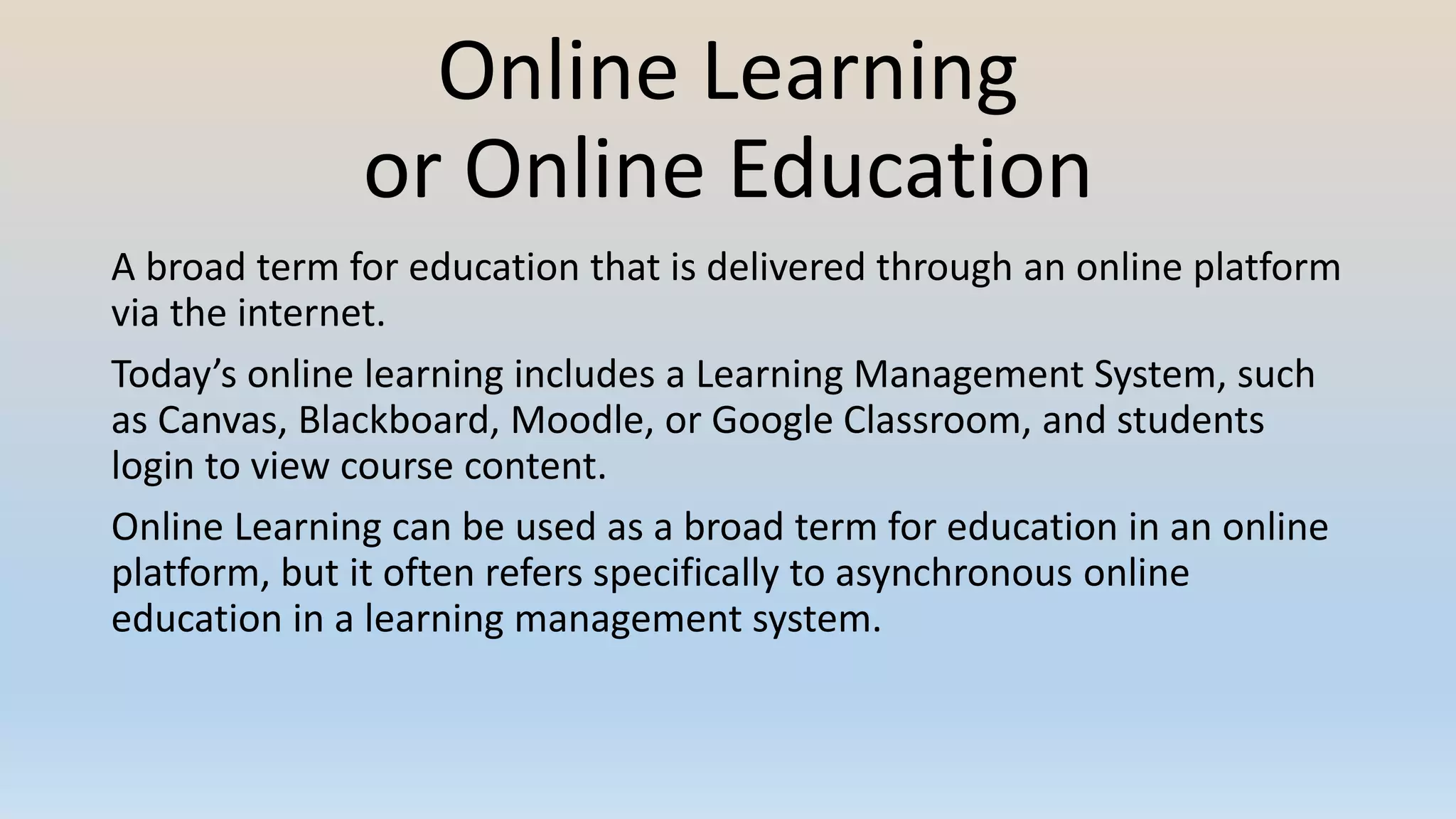Online Learning Terminology | PPTX