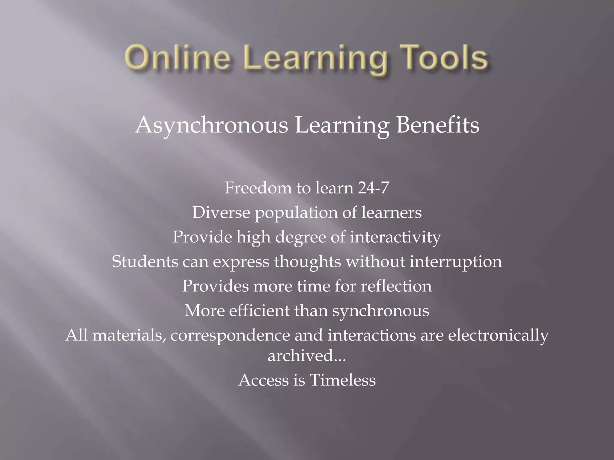 Online learning tools power point | PPT