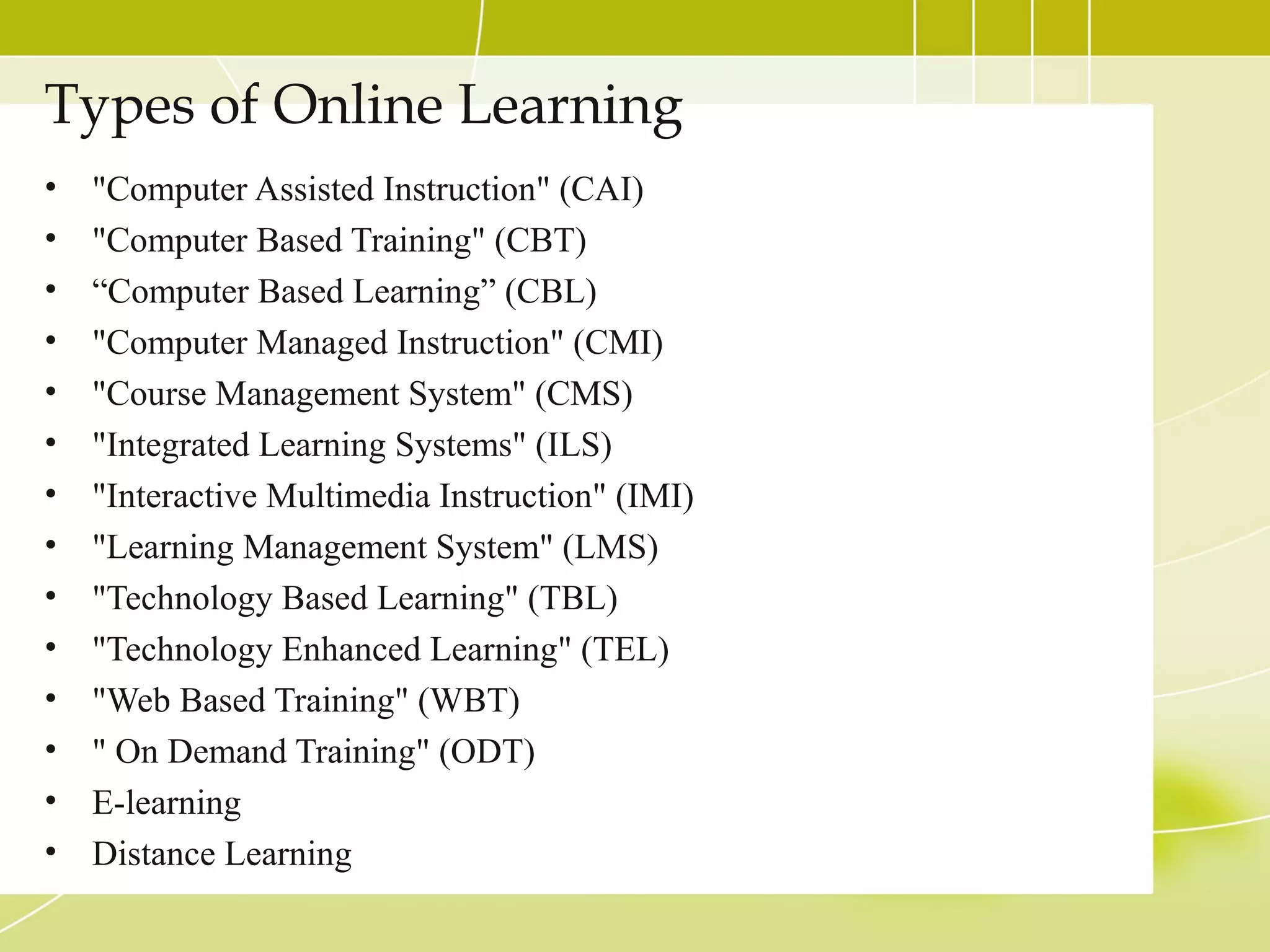 Online Learning Topic Presentation | PPT