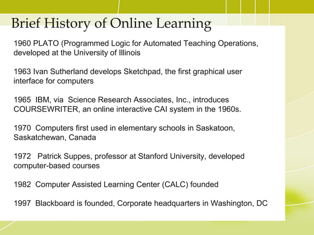 Online Learning Topic Presentation