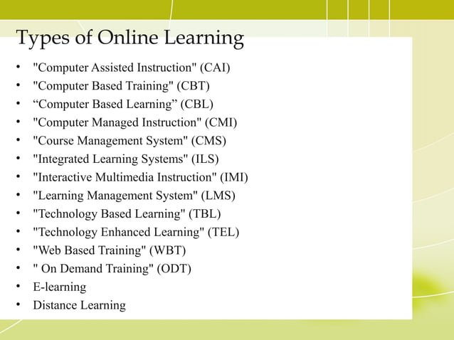 Online Learning Topic Presentation