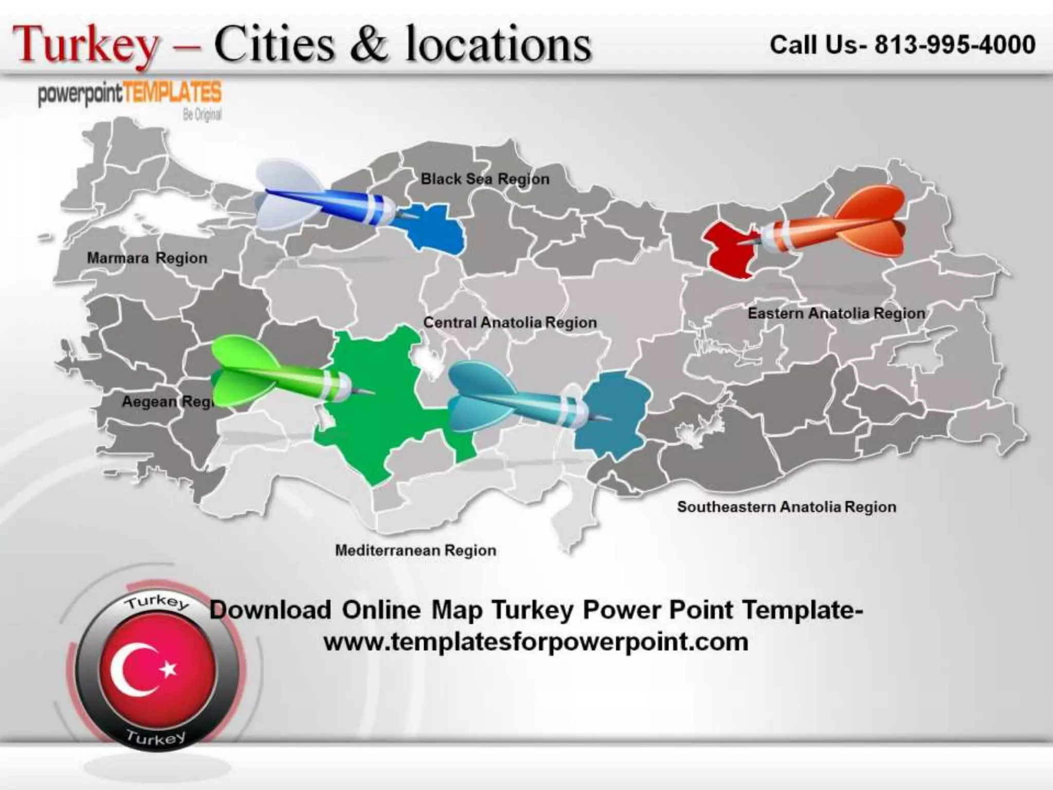 Editable Map Turkey Powerpoint Template | PPTX