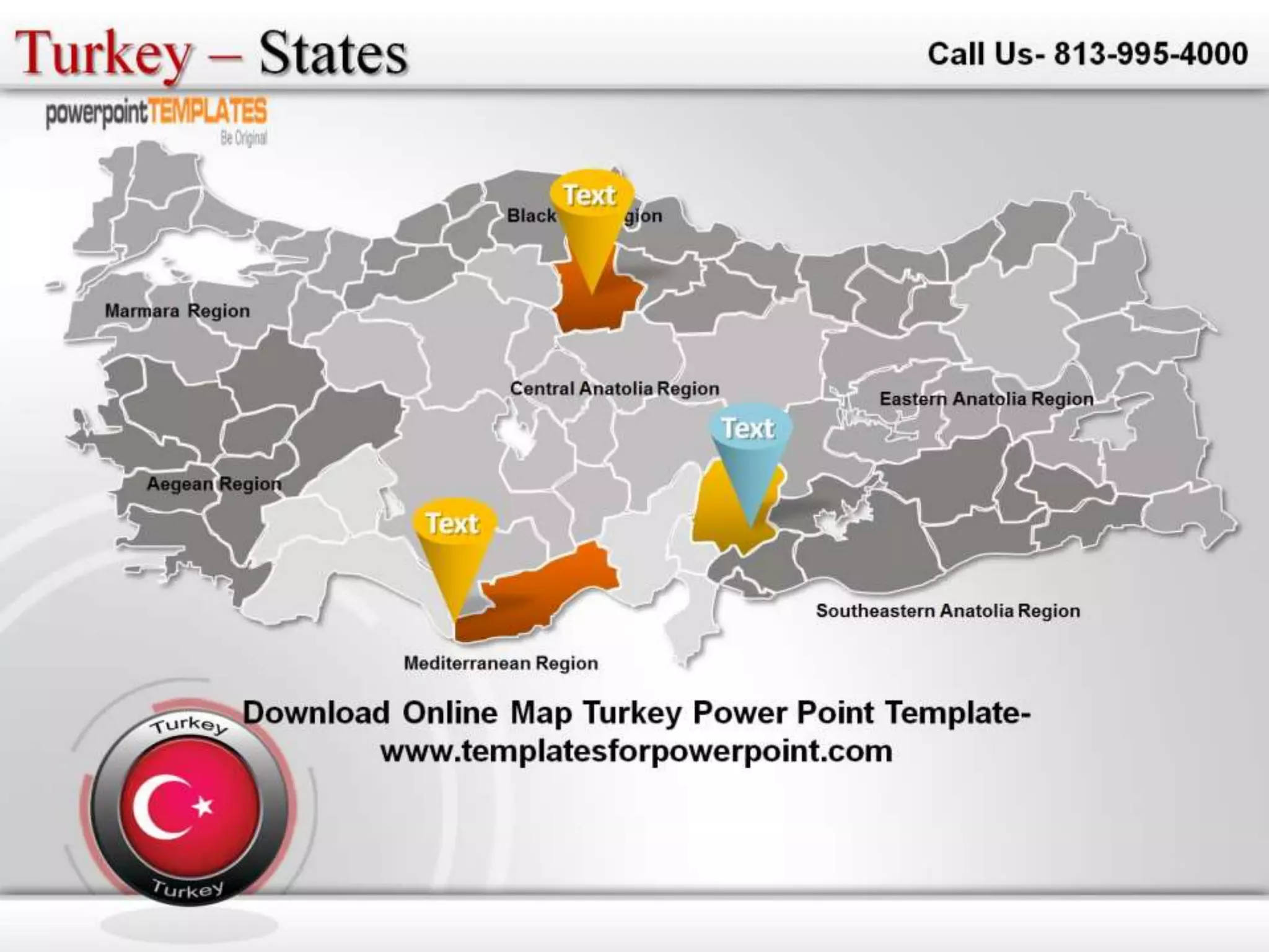Editable Map Turkey Powerpoint Template | PPTX