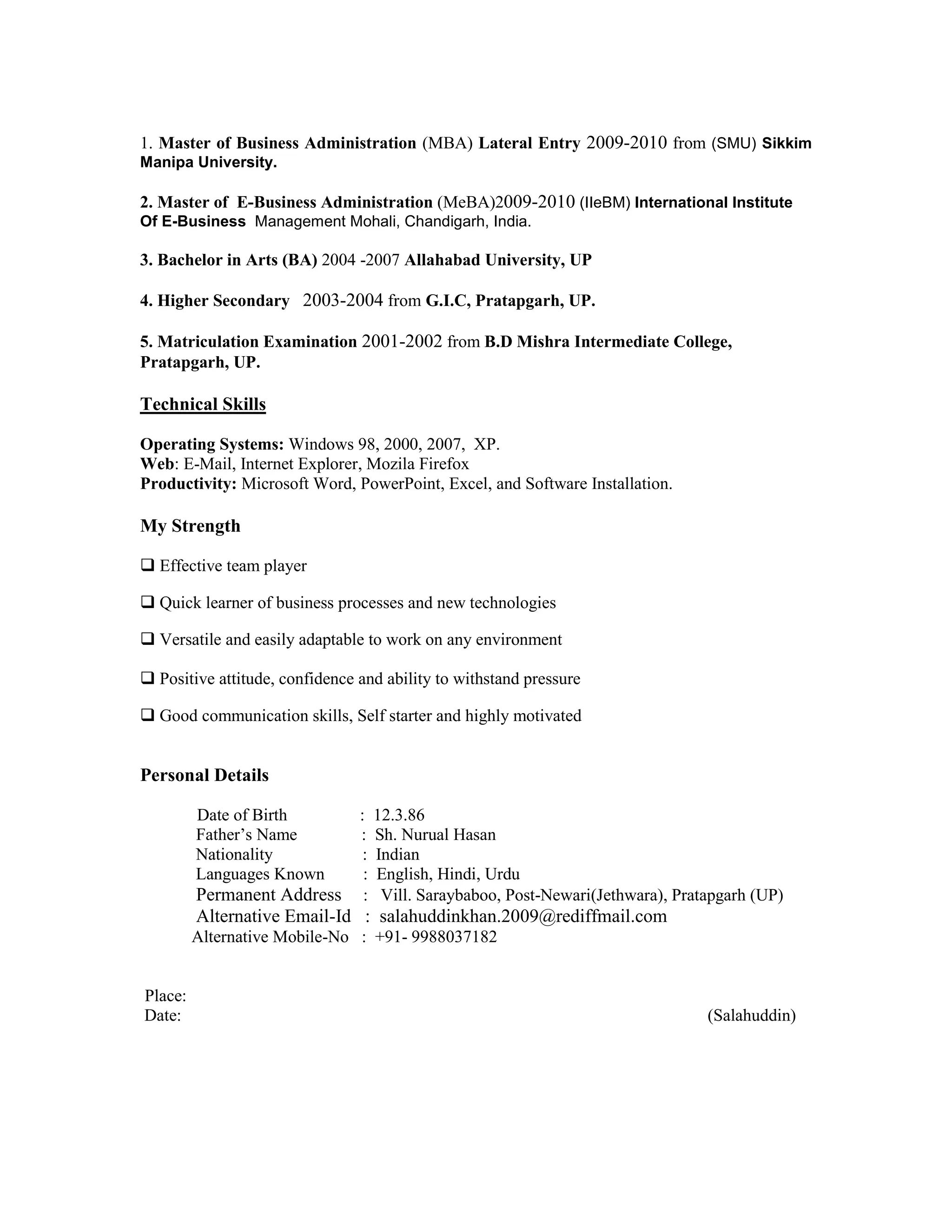 Online Marketing And BDM Resume | PDF