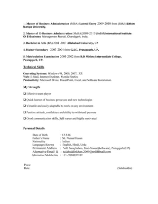 Online Marketing And BDM Resume | PDF