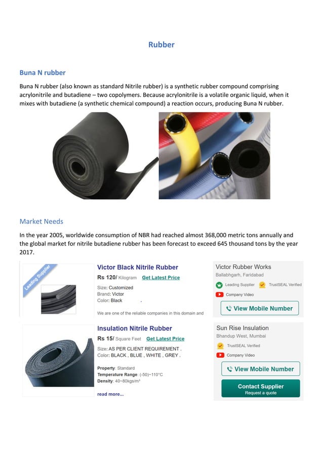 Rubber and Sealants | PDF
