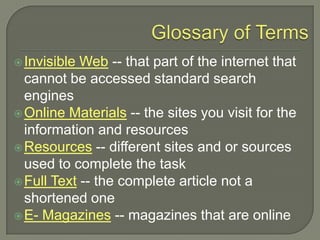 Online materials for the school library | PPTX