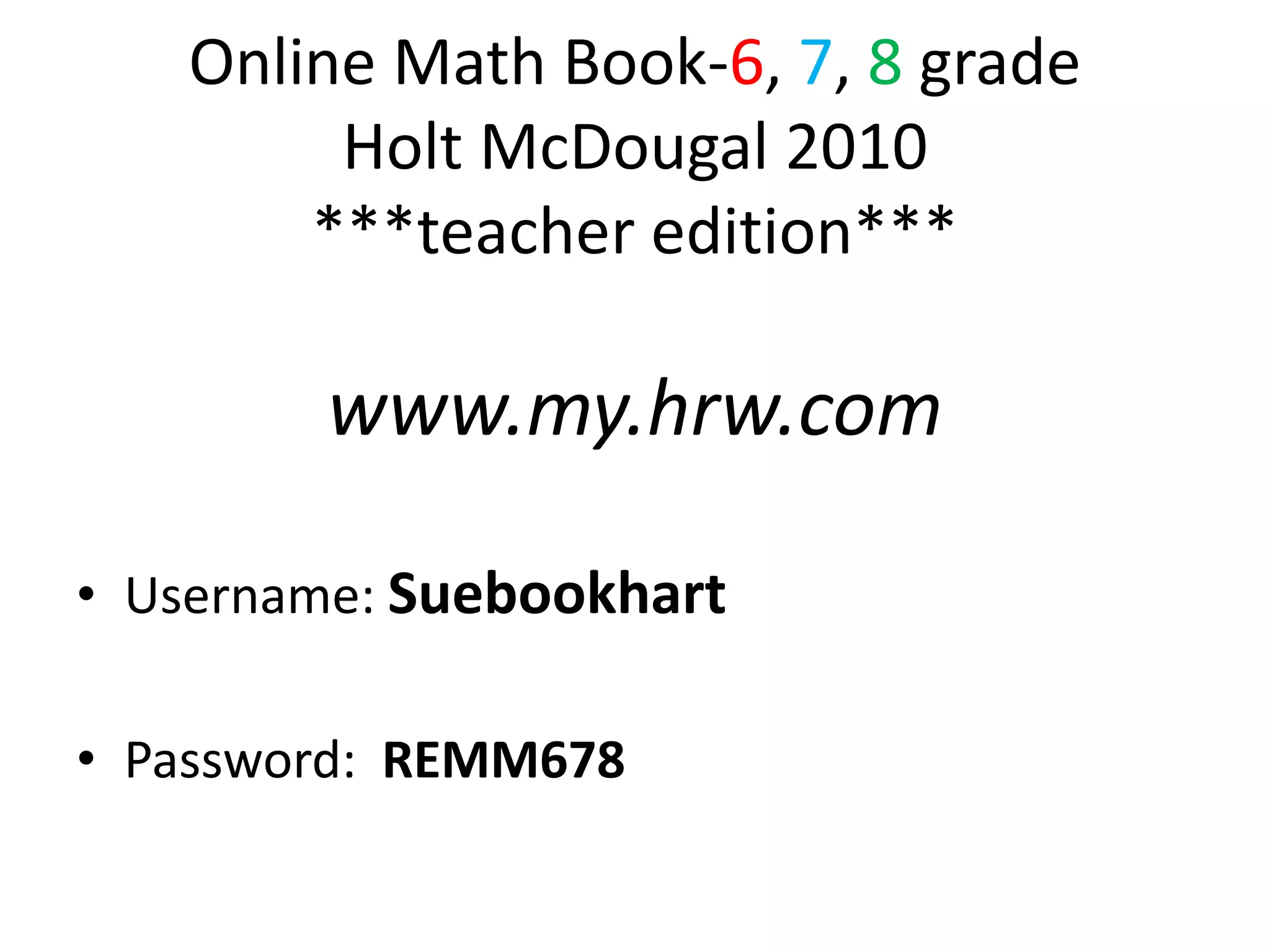 Online math book 6, 7, 8 grade- teacher guide (1) | PPTX