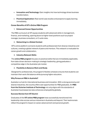 Affordable Online MBA Program at VIT Australia – Study from Anywhere | PDF