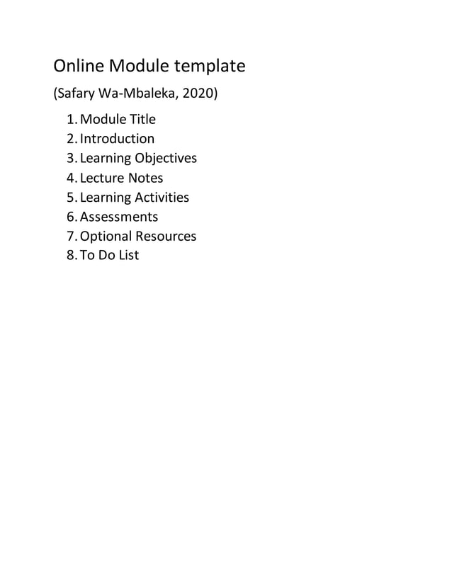 Online module template | PDF