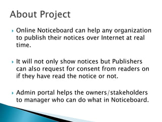 Online Notice Board.pptx | Databases | Computer Software and Applications
