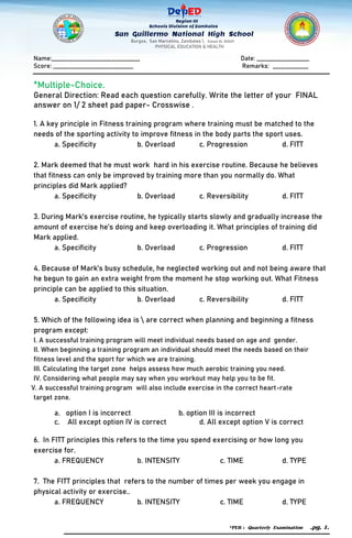 Online peh quiz | PDF