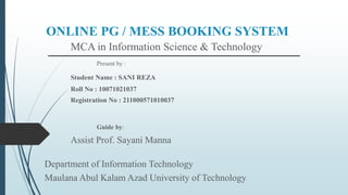 Online PG or Mess Booking System | PPTX