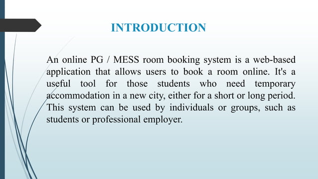 Online PG or Mess Booking System | PPTX