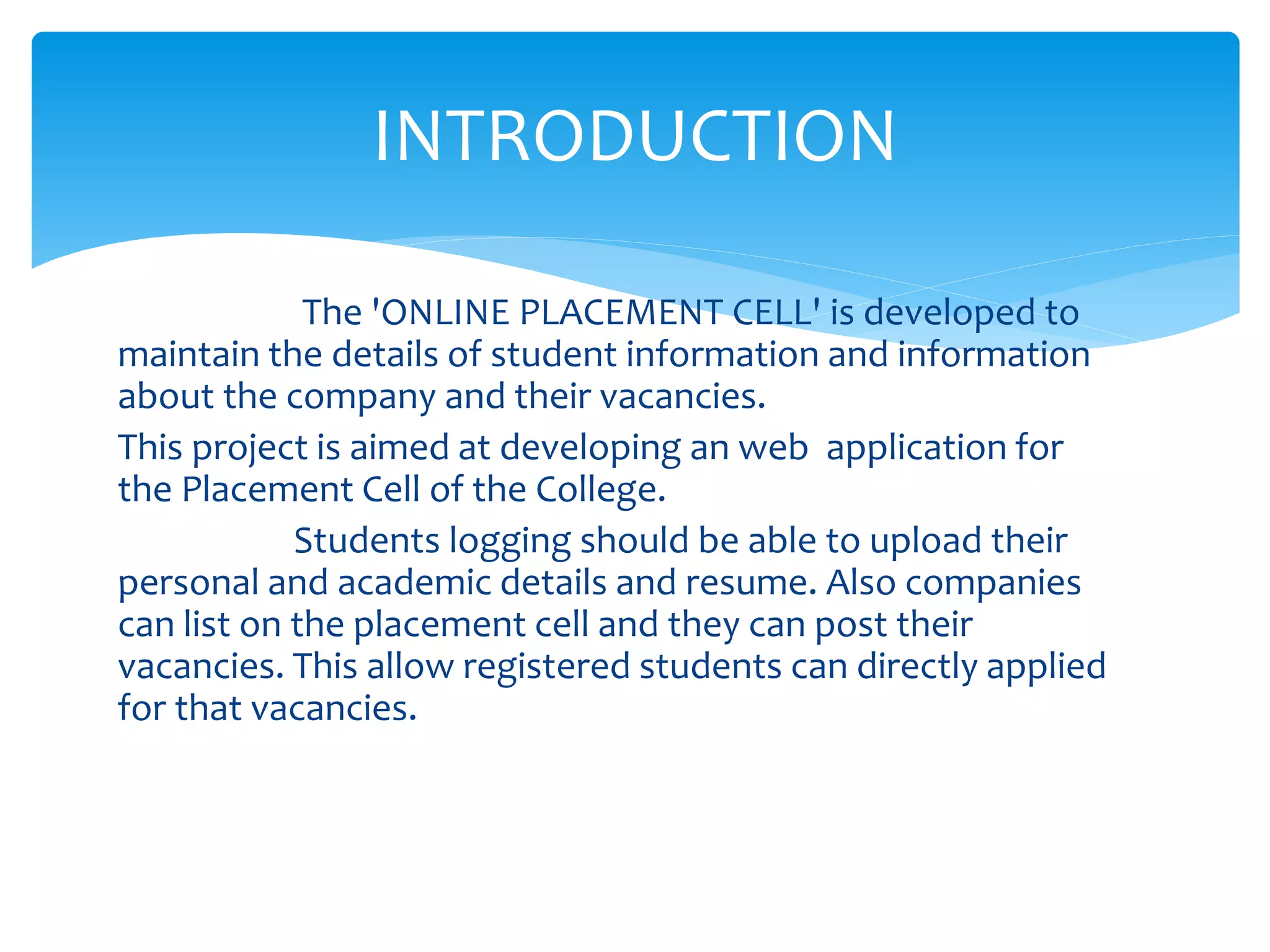 Online placement cell ppt-TvC | PPTX