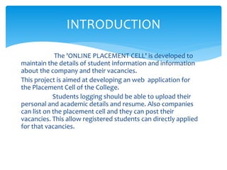 Online placement cell ppt-TvC | PPTX