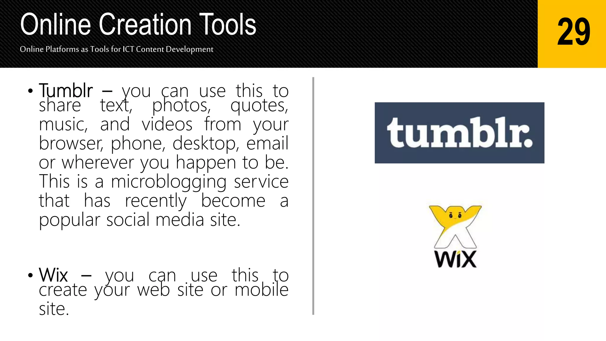 Online platforms for ICT Content Development | PPTX